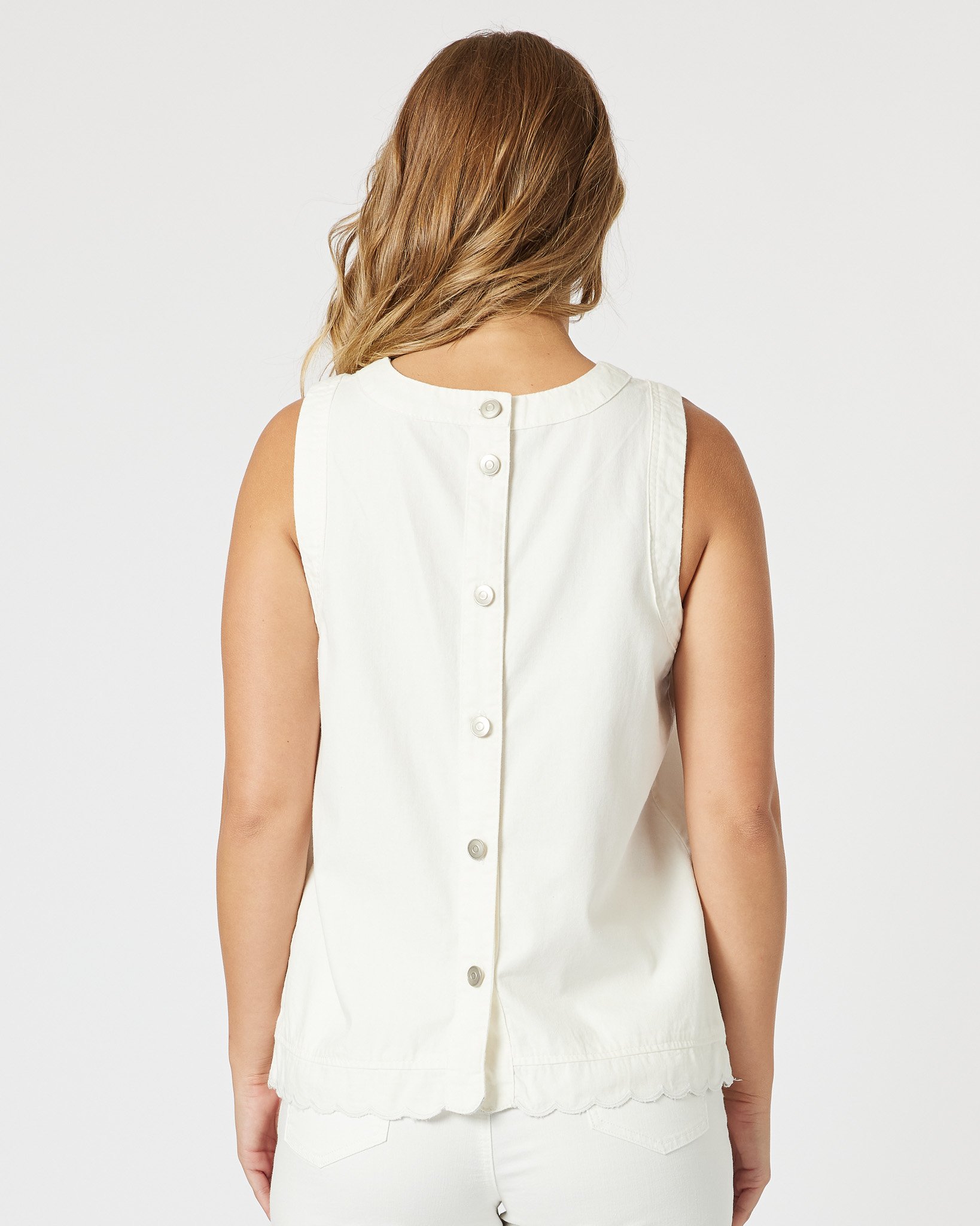 Reversible Button Up Denim Vest in Ivory by Threadz | Florence Store