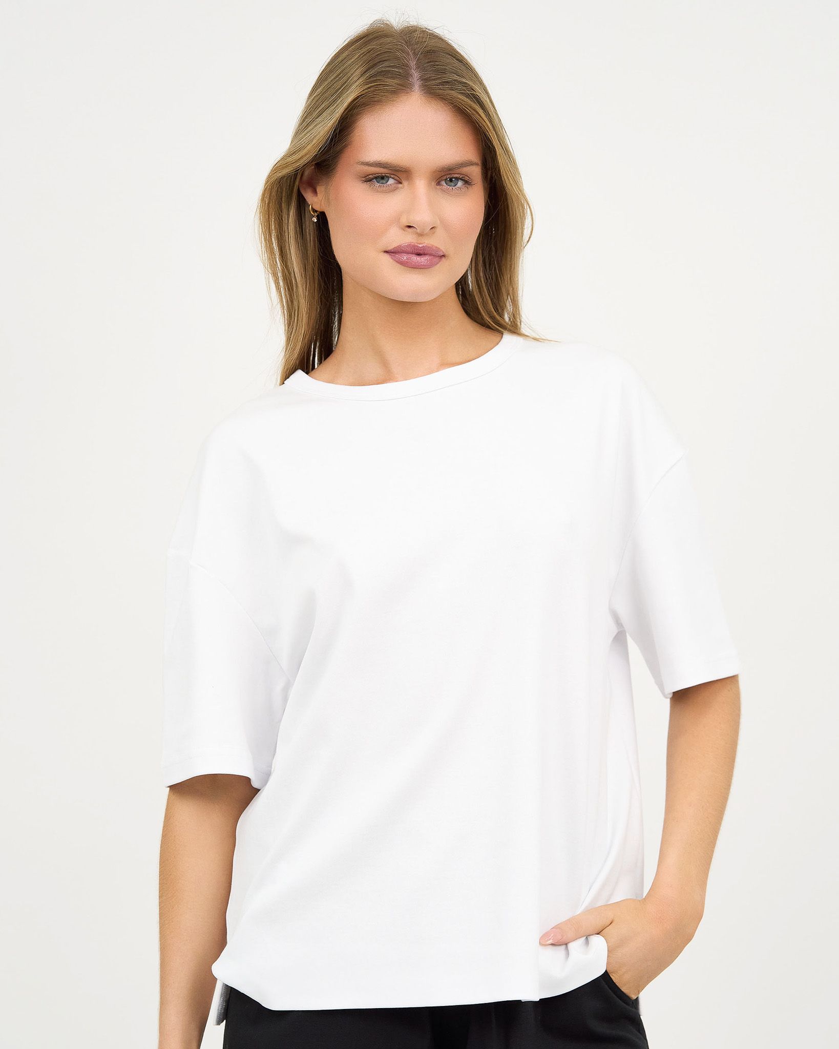 Cotton Jersey Relaxed Tee in White by Liberty Rose | Florence Store